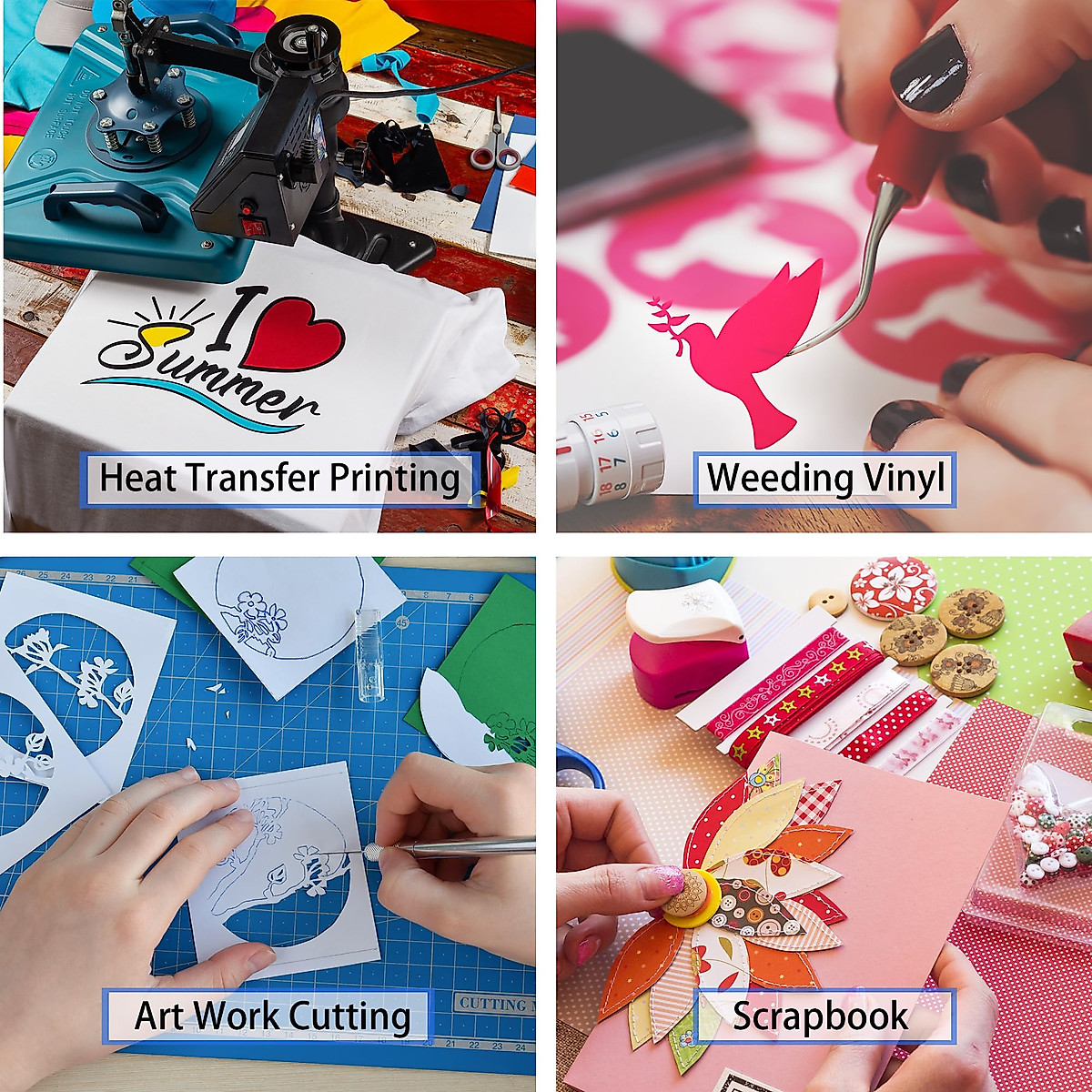 Dorhui 15 Pieces Craft Weeding Tools Set, Vinyl Weeding Tools Cricut Utensils Accessories Craft Basic Set Craft Vinyl Tools Kit for Weeding Vinyl, Silhouettes, Cameos, Lettering