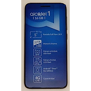 Alcatel 1 Unlocked Phone 4G LTE 5" Display 16GB Dual Camera ATT, Tmobile, Metro, Straight Talk - Black