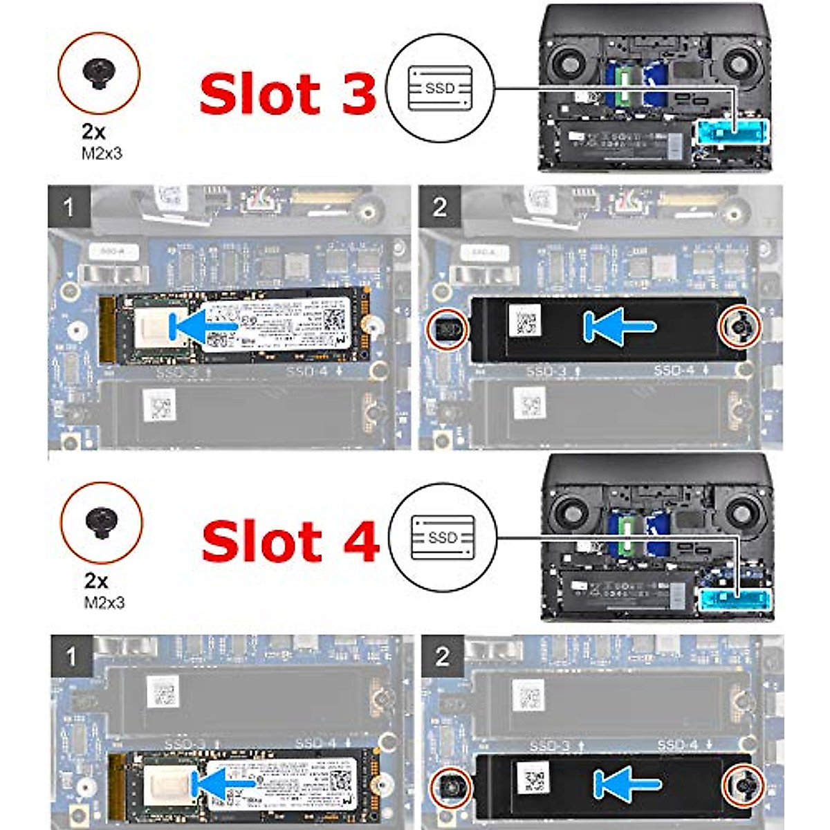 Deal4GO 2280 M.2 SSD Heatsink Hard Drive Cover Heat Shield Fits Slot Three/Four for Dell Alienware Area-51m R2 03JTF8 3JTF8