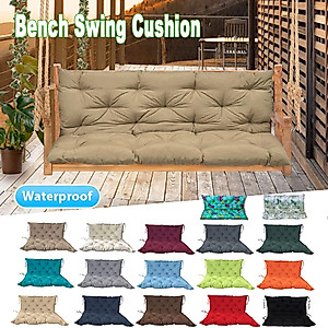 Replacement Cushions for Outdoor Swing, Waterproof Bench Cushions with Backrest Outdoor Furniture 2-3 Seater Washable Swing Replacement Cushions for Garden Patio loveseat Pad(Khaki 40x47 inch)