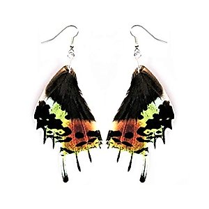 BicBugs Urania ripheus Pink Green Sunset Moth Wing Earrings