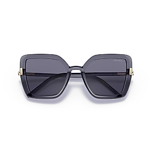 Prada PR 09WS 06M420 Crystal Bluette Plastic Butterfly Sunglasses Blue Solid Color Lens