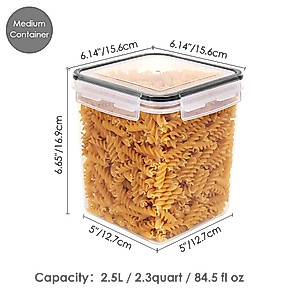 Vtopmart Food Storage Containers 2.5L / 84.5oz, 4 Pieces BPA Free Plastic Airtight Food Storage Containers for Flour, Sugar, Baking Supplies, with 4 Measuring Spoons and 24 Labels,Black