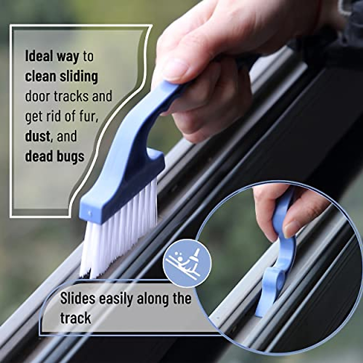 Slick- Window Track Cleaning Brush, 2 Pack, Window Cleaning Brush, Window Groove Cleaning Brush, Window Track Cleaner, Gap Cleaning Brush, Window Groove Cleaning Tool, Window Cleaning Brush Tool