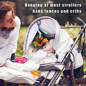 AMINFUN Soft Baby Cloth Book, Colorful Dinosaur Fabric Baby Learning Book,Touch and Feel Crinkle Sound Early Educational Toy, Gift for Babies Infants Toddlers