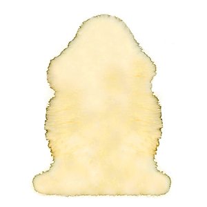 NGF Genuine Sheepskin Rug Natural Luxury Fluffy Lambskin Rug for Home Deco Bedroom 2.5 ft X 1.5 ft… (Champagne Rug)