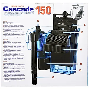 Penn-Plax Cascade 150 Power Filter – Hang-On Filter with Quad Filtration – Great for Freshwater and Saltwater Setups