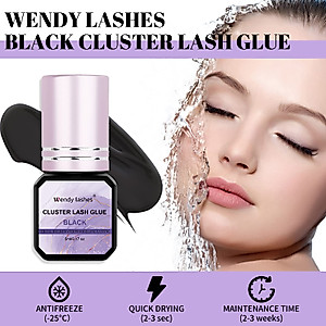 Cluster Lash Glue Black Sensitive Waterproof Long Lasting DIY Lash Glue and 2 Style DIY Lash Clusters C/D Curl Soft and Wispy Cluster Lashes