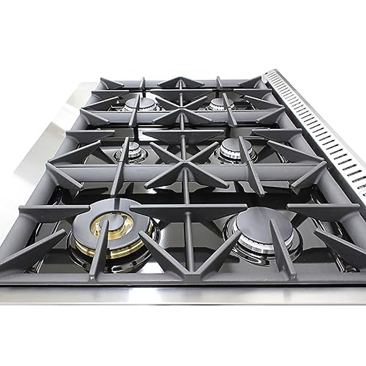 DUURA Elite DE360GRSSS Gas Range Cooktop 36-Inch with Porcelain Convection Oven and Broil Function, 6 Sealed Burners and Continuous Grates with Stainless Steel Construction, Silver