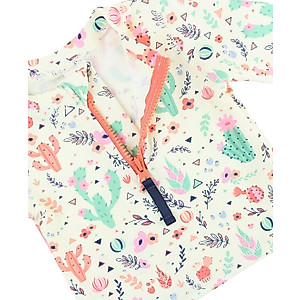 RuffleButts® Baby/Toddler Girls Desert Blossoms Long Sleeve Zipper Rash Guard Bikini - 18-24m