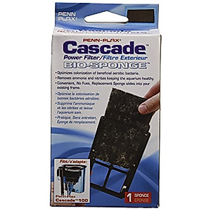Penn-Plax Cascade 100 GPH Hang On Filter Aquarium Bio Sponge Replacement; 1 Pack