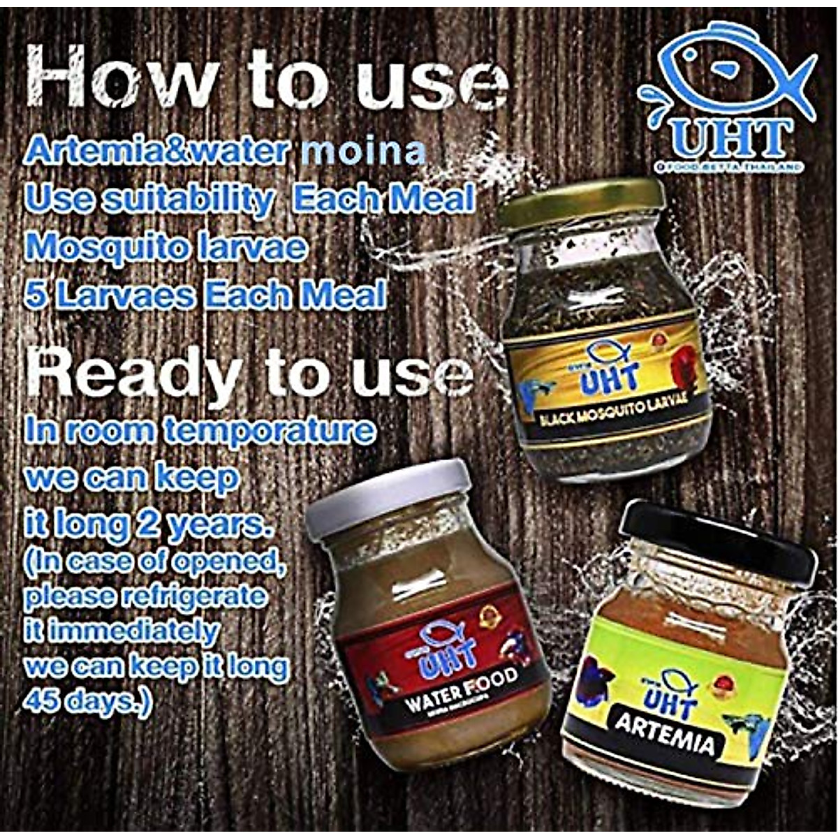 A.D.P. UTH Fish Food Black Mosquito Larvae 75 g. Tropical Fish Food Grow Faster & Color Enhancer Slow Sinking Like Pellets High Protein 74% for All Tropical Fish Feed & Small Fish Breeding Fish Care