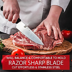 Light 'n' Mighty 8-Inch Chef Knife, Razor Sharp Kitchen Knife, Carbon Stainless Steel Knife, Perfect as Chopping Knife, Meat Knife or Slicing Knife | Very Sharp Knife, Cuts Everything With a Touch.