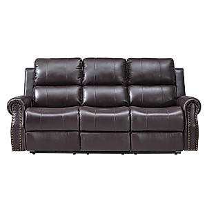New Classic Furniture Sierra Faux Leather Sofa with Dual Recliners, Brown