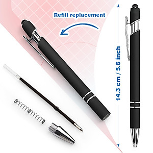 Bribobo 8 Pack Black Ballpoint Pen 2-in-1 Stylus Retractable Ballpoint Pen with Stylus tip, Metal Stylus Pen for Touch Screens, 1.0 mm Black Ink