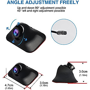 PARKVISION Mini Car Side View Camera/Rear View Camera/Front View Camera with Rotatable Lens,Paste Installation,Upside Down Flip Image Function Without Guideline