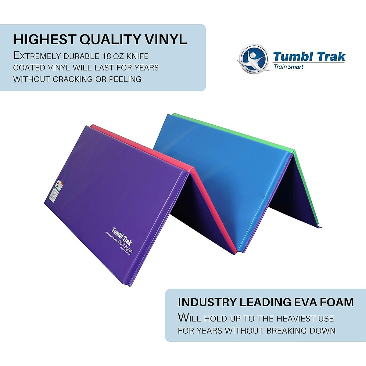 Tumbl Trak Gymnastics Folding Tumbling Panel Mat, 4ft x 6ft x 2in, Bright Pastel