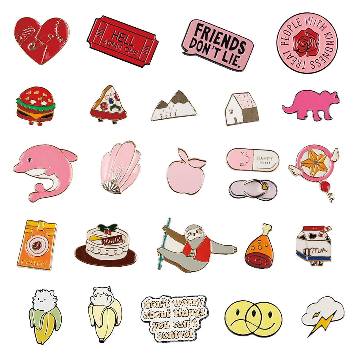 20 Mixed Style Enamel Brooch Pin Set, Cute Brooches Pins Jewelry Accessories Decoration Gift for Clothing Bags Jackets