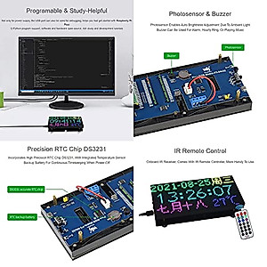 Waveshare RGB Full-Color Multi-Features Digital Clock for Raspberry Pi Pico 64×32 RGB Matrix Accurate RTC