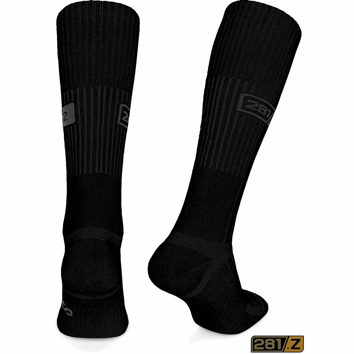 281Z Military Boot Socks - Tactical Trekking Hiking - Outdoor Athletic Sport (Black)(Medium 1 Pair)