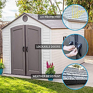 Lifetime 60075 8 x 15 Ft. Outdoor Storage Shed, Desert Sand