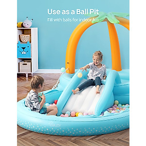 Kiddie Pool, Evajoy Inflatable Play Center Kids Pool with Slide, Water Sprayers Thickened Wear-Resistant Full-Sized Swimming Pool for Kids Toddler Children, Garden Backyard & Indoor Use 110”x71”x53”