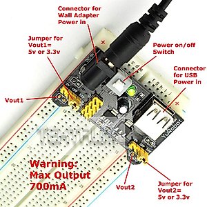 Tektrum Externally Powered Solderless 4660 Tie-Points Experiment Plug-In Breadboard Kit with Jumper Wires, Power Module, Wall Adaptor For Proto-Typing Circuit