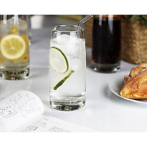 LUXU Highball Glasses,18 Fl.oz Heavy Base Drinking Glassware For Wine/Whiskey and Alcohol Drinks,Barware Collins Tumbler for Water/Juice and Milk,Cocktail Cups For Beer and Mixed Drinks(4 Pack)