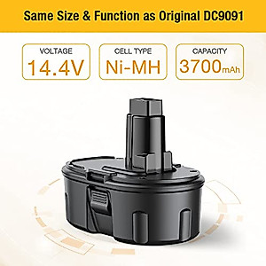 FirstPower 3.7Ah 14.4V DW9091 Battery - Compatible with Dewalt 14.4V Battery XRP Cordless Power Tool - Upgraded Ni-MH DC9091 DW9091 DW9094 DE9091 DE9092 DE9038