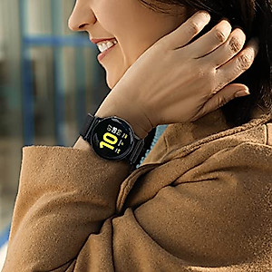 2PACK AHXLL Nylon bands compatible with Samsung Galaxy Watch Active 2 44mm 40mm/Active 40mm/Galaxy Watch 3 41mm/ Galaxy Watch 4 40mm 44mm /Galaxy Watch 5 Pro 45mm, 20mm Stretchy Sport Loop Breathable Wristband (Black+Army Green)