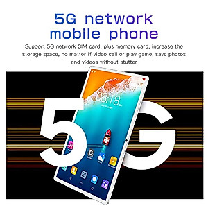 Calling Tablet, 5G WiFi Calling Gold 10.1in Tablet 100‑240V MT6592 10 Cores for Study (US Plug)