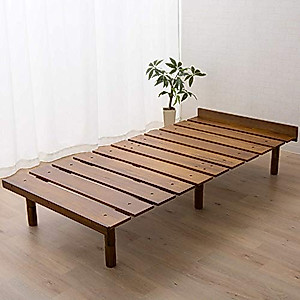EMOOR Wood Slatted Floor Bed Frame OSMOS Twin for Japanese Futon Mattress Solid Pine (Retro-Brown), Height Adjustable (2/7/12in) Tatami Mat