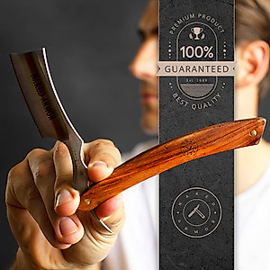 Best Straight Edge Razor - Shave Ready Straight Razor, Stainless Steel + Redwood Straight Razor for Men, Barber Approved Straight Razor, Mens Straight Razor, Leather Case, Close Shave, Great Gift