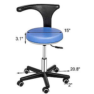 GUNEL Rolling Stool Task Chair Dental Stool Dental Assistant Chair Height Adjustable Dentist Chair with Backrest for Office Kitchen Medical Dentist Shop Lab and Home