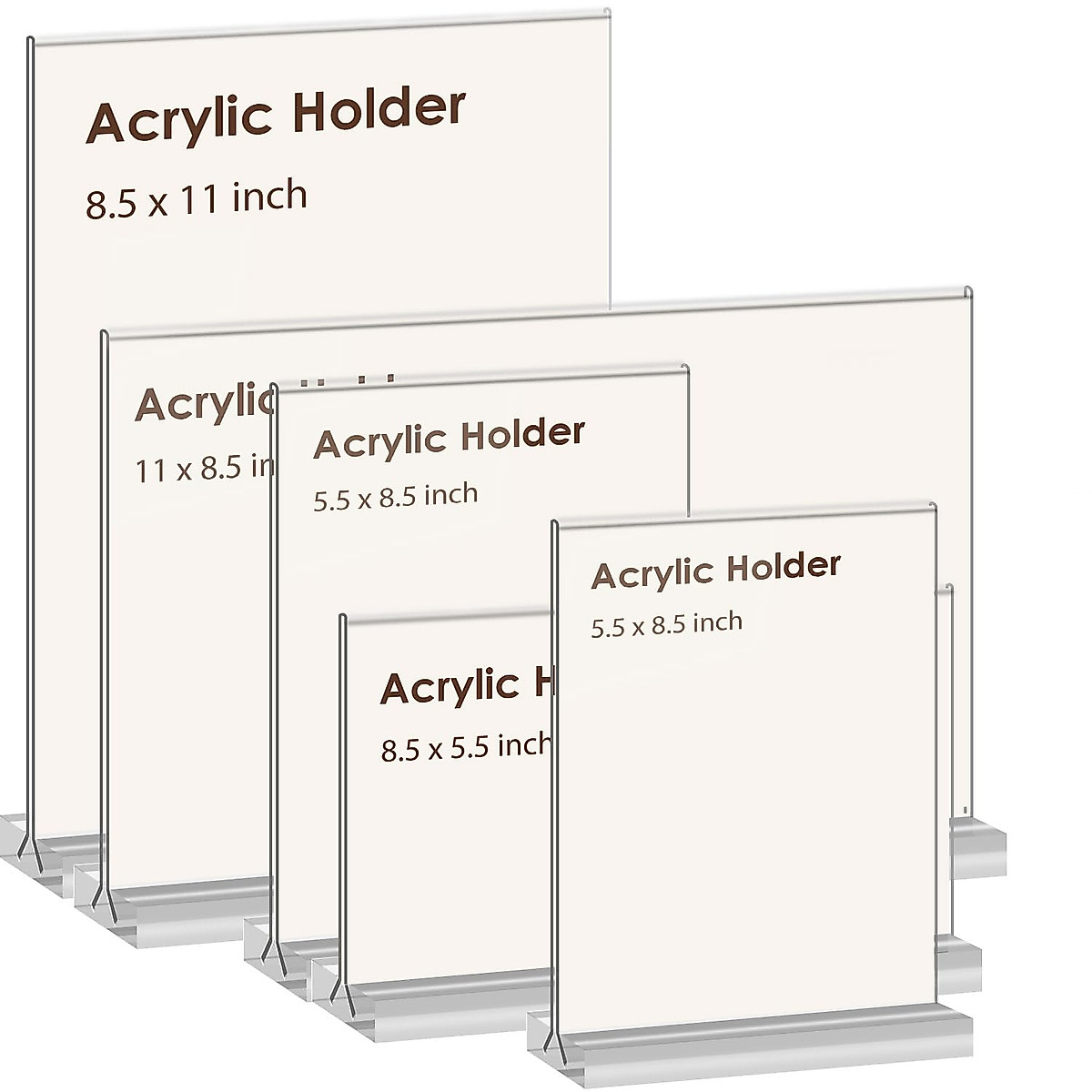 NEWNEWSHOW® 8.5x11 Acrylic Sign Holder 3 Pack Vertical Double-Sided Display (Optional 8.5x11 8.5x5.5 5x7 Horizontal and Vertical)