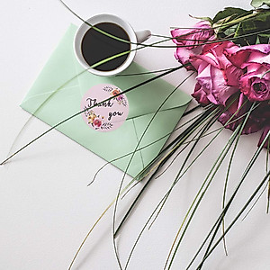 500pc Round Thank You Label Stickers - 1 inch Colorful Flower Design Stickers for Birthdays, Weddings, Thanksgiving, Bridal Showers and Perfect for Small Startup Business (Color 1)