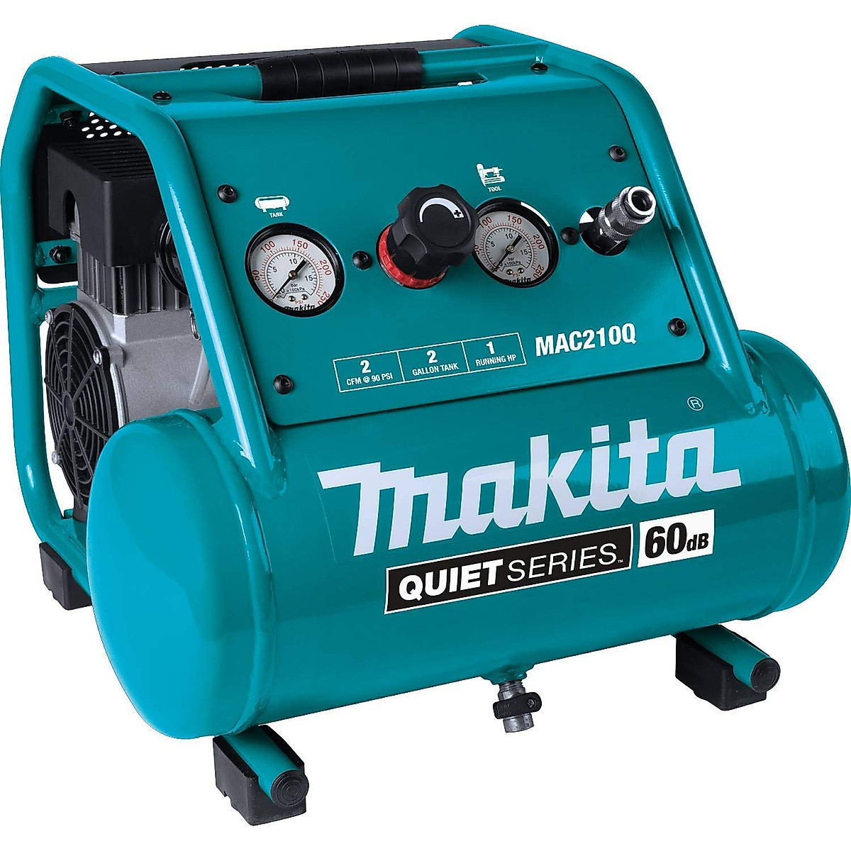Makita MAC210Q-R Quiet Series 1 HP 2 Gallon Oil-Free Hand Carry Air Compressor (Renewed)