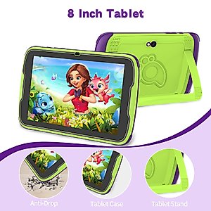 Android Tablet 8 inch, Android 13 Tablet, 8GB(4+4GB Expand) RAM 64GB ROM, 1TB Expand Android Tablet with Dual Camera, WiFi, Bluetooth, 5000mAh, Google GMS Certified Tablet with Case(Green)