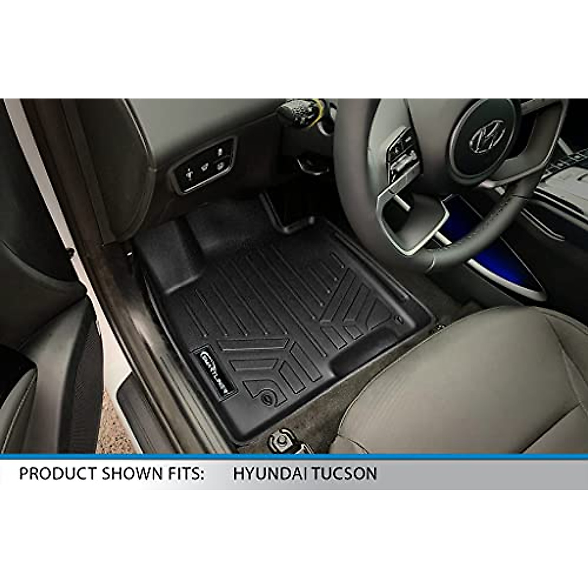 SMARTLINER All Weather Custom Fit Black 2 Row Floor Mat Liner Set Compatible with 2022-2023 Hyundai Tucson