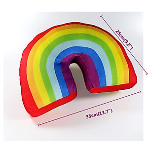 Poitemsic,Polypropylene 13.7in Rainbow Pillow for Girls Kids Bed Decoration Cushion Arch Shaped Stuffed Plush Sofa Chairs Throw Pillows