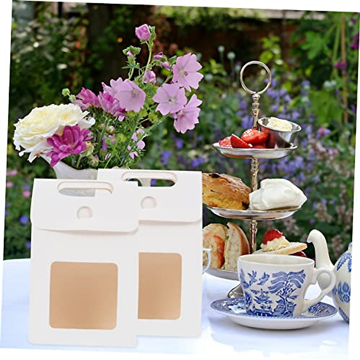 ULTECHNOVO 12pcs Cupcake Boxes Window Gift Bag Mini Muffin Mini Containers Clear Cake Box Small Baking Boxes Kraft Cupcake Holder Christmas Gift Bags Muffins Packaging Box Cake Container Box