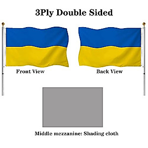 Hypoth Double Sided Ukraine Flag 3x5 FT Outdoor- UV Fade Resistant 3Ply Ukrainian National Flags Canvas Header with 2 Brass Grommets Easy to Rising