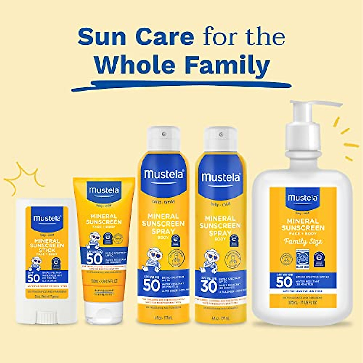 Mustela Baby Mineral Sunscreen Spray SPF 50 Broad Spectrum - Body Sun Spray for Sensitive Skin - Water Resistant & Fragrance Free - 6 fl.oz.