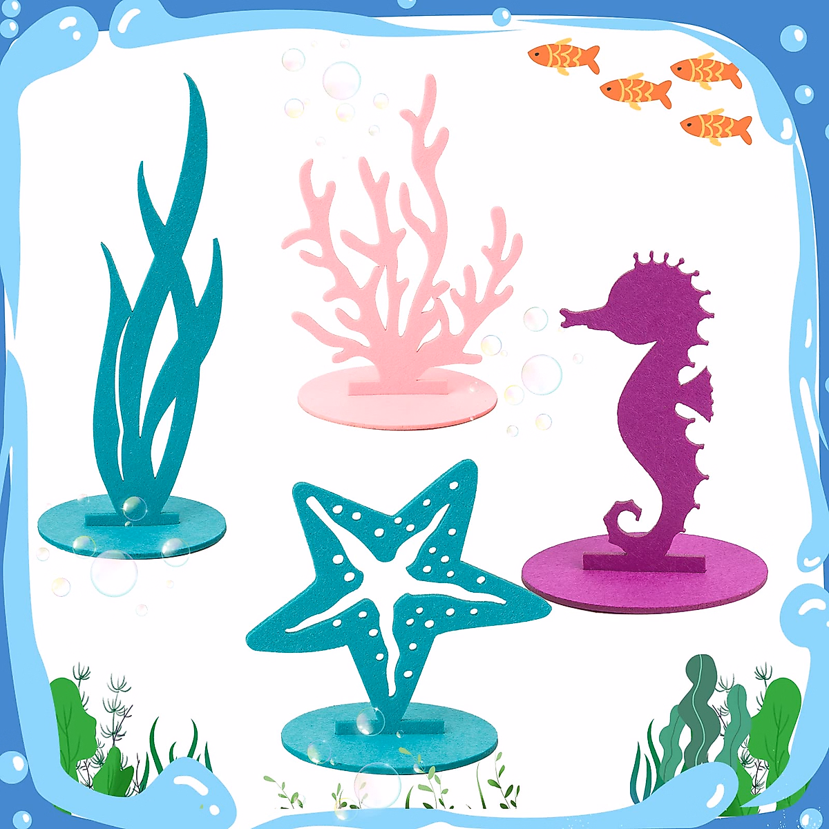 SUNBEAUTY 20Pcs Mermaid Party Decoration DIY Felt Table Centerpiece Under The Sea Baby Shower Little Mermaid Girl Birthday Party Supplies