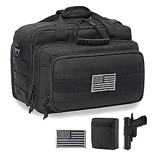 DBTAC Gun Range Bag Deluxe Middle Size | Tactical 2~4 Pistol Shooting Range Duffle Bag with Lockable Zipper for Handguns and Ammo (Black)