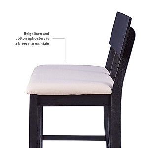 Linon Jordan Wood 25" Counter Height Dining Bench in Dark Charcoal Gray