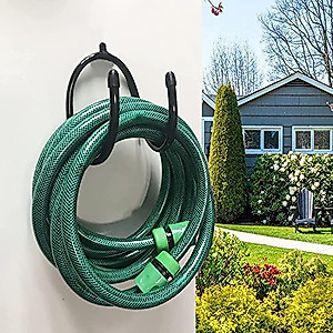 Wall-Mounted Black Hose Bracket Hose Hanger, Car Hose Holder, Carrier, Support for Garden Hose Hanger, Hose Holder Easily Holds 150 5/8’’ Hose - Perfect for Chain-Link Fence and Wall Mounted
