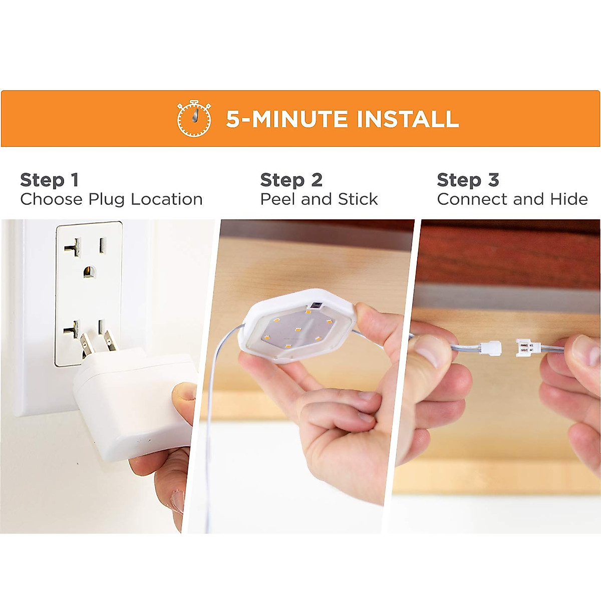 BLACK+DECKER 3-Pack LED Puck Light Kit, Warm White (LEDUC-PUCK-3WK)