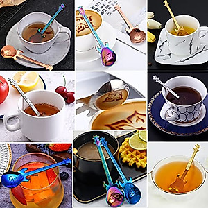 Guitar Spoons Coffee Teaspoon, ESRISE Musical Coffee Gifts for Men, Stainless Steel Cute Demitasse Tea Spoon (Multicolor)