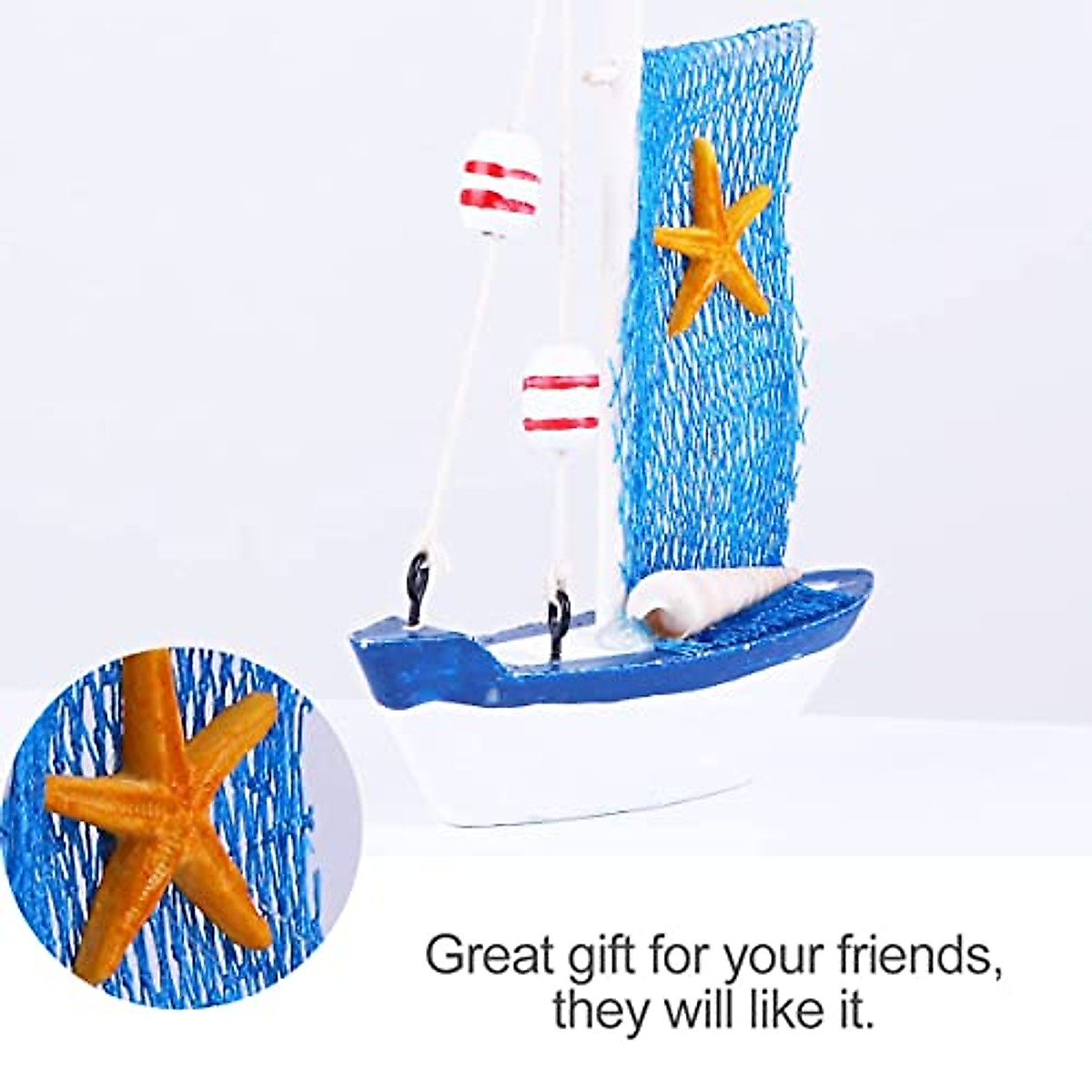 NUOBESTY 4pcs Wooden Mini Sailboat Model Miniature Sailing Boat Ships Nautical Sailboat Decorations for Nautical Beach Coastal Wedding Home Ornaments